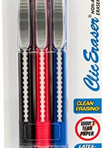 Pentel Clic Retractable Eraser with Grip, 3 Pack