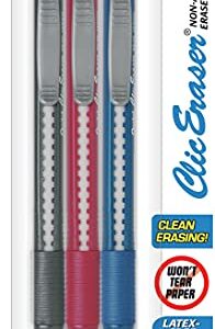 Pentel Clic Retractable Eraser with Grip, 3 Pack