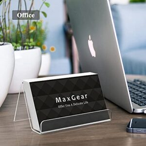 MaxGear Business Card Holder for Desk Acrylic Business Card Display Holders Clear Business Cards Holder Stand 3 Pack Desktop Plastic Name Card Organizer, Capacity: 50 Cards