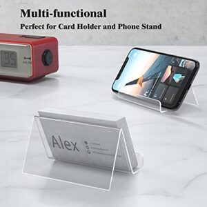 MaxGear Business Card Holder for Desk Acrylic Business Card Display Holders Clear Business Cards Holder Stand 3 Pack Desktop Plastic Name Card Organizer, Capacity: 50 Cards