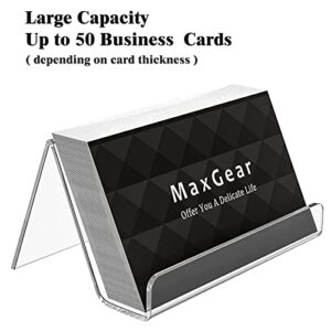 MaxGear Business Card Holder for Desk Acrylic Business Card Display Holders Clear Business Cards Holder Stand 3 Pack Desktop Plastic Name Card Organizer, Capacity: 50 Cards