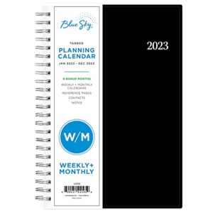 blue sky 2023 weekly and monthly planner, january – december, 5″ x 8″, flexible cover, wirebound, enterprise (142095)