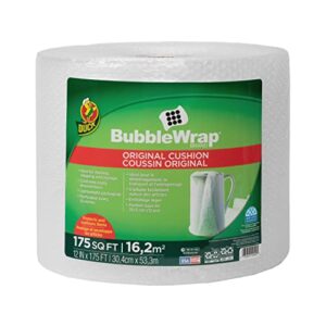 duck brand bubble wrap roll, 12” x 175’, original bubble cushioning for packing, shipping, mailing and moving, perforated every 12” (286891)