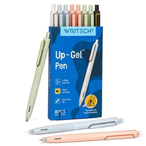 writech gel pens fine point: 0.5mm no smear & smudge black ink pen click for journaling sketching drawing notetaking retractable extra finepoint smooth writing silent pen set non bleed 8ct up-gel