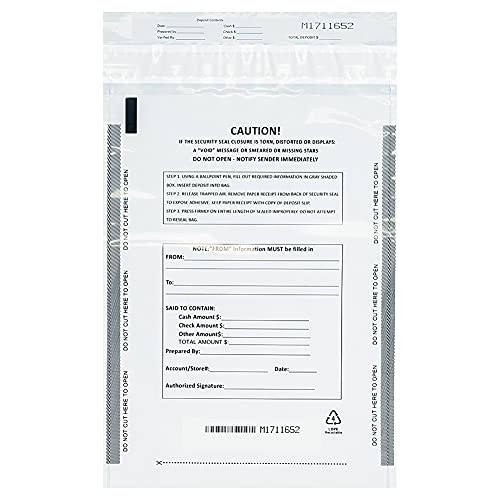 Belinlen Deposit Bags Security Pocket Bank 9 Inch x 12 Inch (White, 100 Pack)