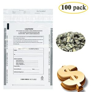 Belinlen Deposit Bags Security Pocket Bank 9 Inch x 12 Inch (White, 100 Pack)