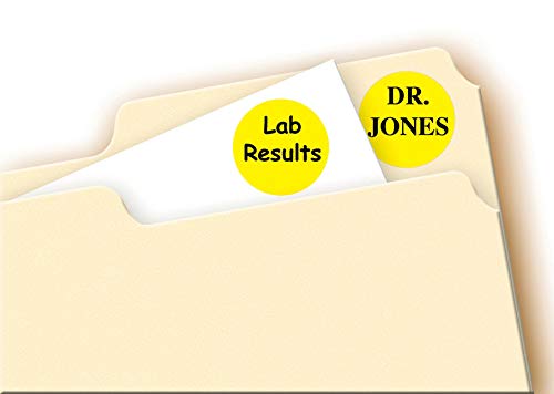 Avery Print/Write Self-Adhesive Removable Labels, 0.75 Inch Diameter, Yellow, 1,008 per Pack (5462)