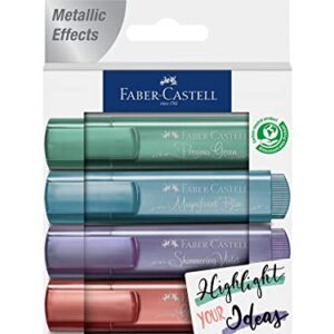 Faber-Castell Metallic Highlighter Set - Assortment of 4 Sheer Metallic Highlighter Pens - Journaling Supplies