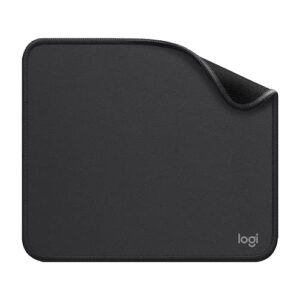 logitech mouse pad – studio series, computer mouse mat with anti-slip rubber base, easy gliding, spill-resistant surface, durable materials, portable, in a fresh modern design, graphite