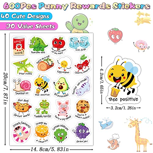 600PCS Punny Teacher Stickers for Students, Funny Teacher Reward Stickers for Kids Classroom Supplies Motivational Potty Training Stickers Cute Animal Incentives Stickers for Kids Toddlers School Home