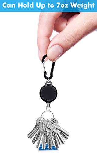 Selizo 5 Pcs Retractable Keychain Retractable Badge Holder Reel Clip ID Badge Holder with Steel Wire Rope, Black