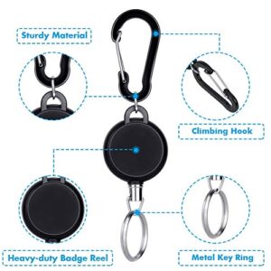 Selizo 5 Pcs Retractable Keychain Retractable Badge Holder Reel Clip ID Badge Holder with Steel Wire Rope, Black