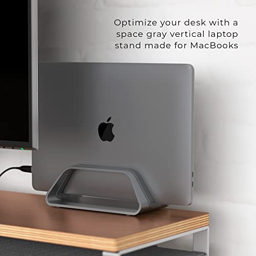 HumanCentric Vertical Laptop Stand for MacBook, Compatible with MacBook Pro Stand, MacBook Air Stand, Laptop Holder for Apple Laptop Desk Stand, Aluminum Laptop Vertical Stand, Space Gray Mac Stand