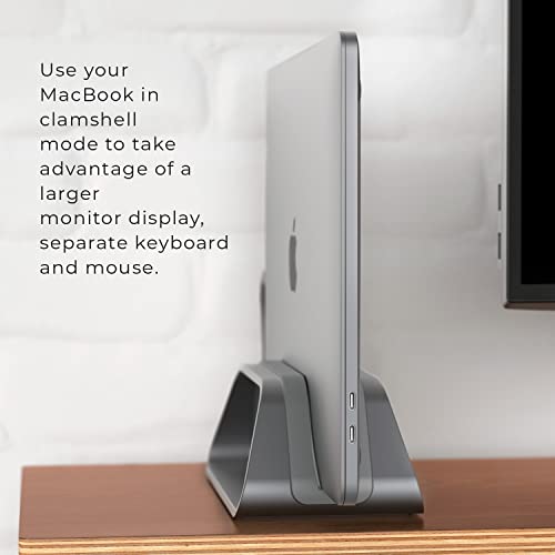 HumanCentric Vertical Laptop Stand for MacBook, Compatible with MacBook Pro Stand, MacBook Air Stand, Laptop Holder for Apple Laptop Desk Stand, Aluminum Laptop Vertical Stand, Space Gray Mac Stand