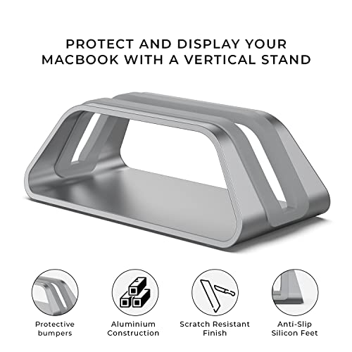 HumanCentric Vertical Laptop Stand for MacBook, Compatible with MacBook Pro Stand, MacBook Air Stand, Laptop Holder for Apple Laptop Desk Stand, Aluminum Laptop Vertical Stand, Space Gray Mac Stand