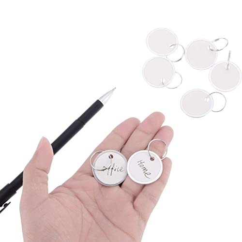 100 Pieces Metal Rimmed Key Tags Round Paper Tags with Split Rings (31mm)