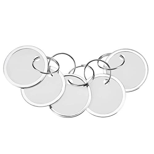 100 Pieces Metal Rimmed Key Tags Round Paper Tags with Split Rings (31mm)