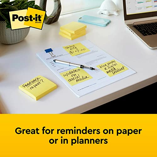 Post-it Notes 3x3 in, 12 Pads, America's 1 Favorite Sticky Notes, Canary Yellow, Clean Removal, Recyclable (654)