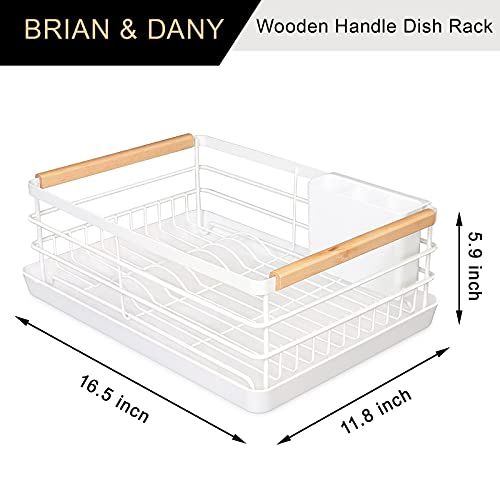 BRIAN & DANY Dish Drying Rack, Dish Racks for Kitchen Counter, Stainless Steel Dish Drainer with Removable Cutlery Holder & Drainboard, Black