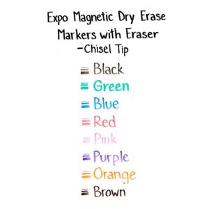 EXPO Magnetic Dry Erase Markers with Eraser, Chisel Tip, Assorted, 8 Count