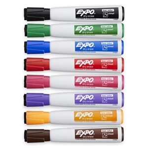 EXPO Magnetic Dry Erase Markers with Eraser, Chisel Tip, Assorted, 8 Count