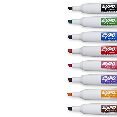 EXPO Magnetic Dry Erase Markers with Eraser, Chisel Tip, Assorted, 8 Count