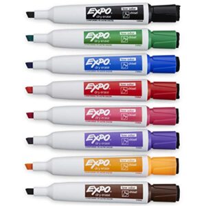 EXPO Magnetic Dry Erase Markers with Eraser, Chisel Tip, Assorted, 8 Count