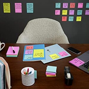 Post-it Super Sticky Notes, 3 in x 3 in, 24 Pads, 2x the Sticking Power, Miami Collection, Neon Colors (Orange, Pink, Blue, Green), Recyclable(654-24SSMIA-CP)