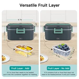 75W Electric Heated Lunch Box 1.8L Food Heater/Warmer Portable Heated Lunch Boxes (lonchera electrica para el almuerzo) for Car truck and Home - Leak Proof, Removable 304 Stainless Steel Container