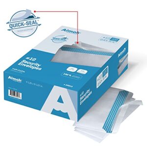 #10 Security Self-Seal Envelopes, Windowless Design, Premium Security Tint Pattern, Ultra Strong Quick-Seal Closure - EnveGuard - Size 4-1/8 x 9-1/2 Inches - White - 24 LB - 500 Count (34010)