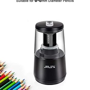 JARLINK Electric Pencil Sharpener, Classroom Pencil Sharpeners, Auto Stop for 6-8mm No.2/Colored Pencils, Electric Pencil Sharpener Plug in/USB/Battery Operated in School/Office/Home (Black)