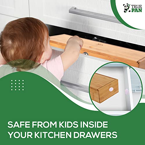 Kid Safe In-Drawer Bamboo Sharp Knives Holder & Organizer. (Knives Not Included). Multi Purpose Lock Box. Only 5.5 Inches Wide. Holds up tp 25 Knives. Best Knife Block Alternative!