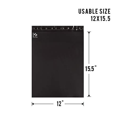 KKBESTPACK 100 Pcs 12x15.5 Poly Mailer Envelopes Shipping Bags Self Adhesive Waterproof Bags (Black), 12 x 15.5