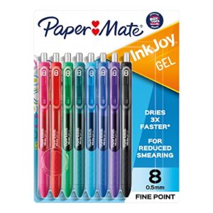 paper mate® gel pens | inkjoy® pens, fine point, assorted, 8 count