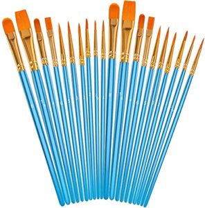 soucolor acrylic paint brushes set, 20pcs round pointed tip artist paintbrushes for acrylic painting oil watercolor canvas boards rock body face nail art, halloween pumpkin ceramic crafts supplies