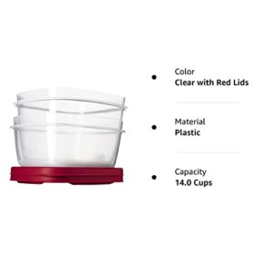 Rubbermaid Easy Find Lids Food Storage Container, 14 Cup, Red 2 Pack