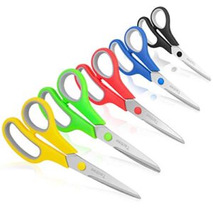 scissors, taotree 8″ multipurpose scissor bulk pack of 5, stainless steel sharp scissors for office home general use, high/middle school classroom teacher student kids scissors supplies, same size