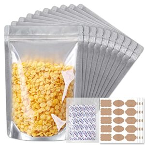 50 packs mylar bags for food storage with clear window,1 quart( 9.44 mil, 7″x 10″)reusable mylar bags with oxygen absorber for grains, wheat, rice, legumes, meat long term food storage