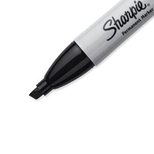 Sharpie 38201 Permanent Markers, Chisel Tip, Black, 12 Count