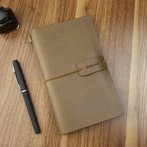 Travel Journal Notebook Vintage Retro Handmade Leather Lined Journal Refillable Note Book for Taking Notes by ai-natebok, 4.72 X 7.87inch (White Coffee)