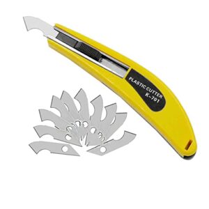 acrylic plexiglass sheet cutter scoring knife tool,with a curved handle,it is more convenient to use.one handle,11 blades.(yellow)