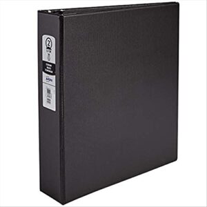 avery economy 3 ring binder, 2″ round rings, 1 black binder (03501)