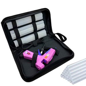 liumai glue gun, hot glue gun kit with 30 glue sticks, mini hot melt glue gun for crafts, mini craft glue guns with carry case for school diy arts, and home repair for kids pink-blue