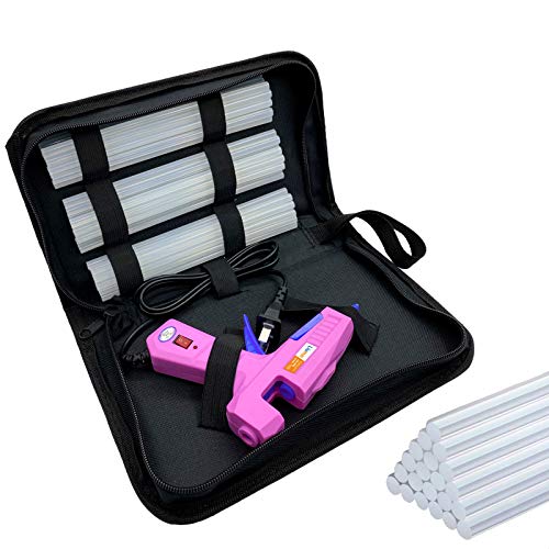 Liumai Glue Gun, Hot Glue Gun Kit with 30 Glue Sticks, Mini Hot Melt Glue Gun for Crafts, Mini Craft Glue Guns with Carry Case for School DIY Arts, and Home Repair for Kids Pink-Blue