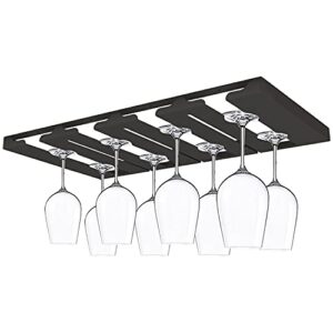 wsville wine glass rack – under cabinet stemware rack, wine glass holder glasses storage hanger stainless steel material for kitchen,bar,restaurant,screw install, black