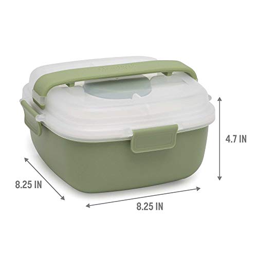 Goodful Stackable Lunch Box Container, Bento Style Food Storage with Removeable Compartments for Sandwich, Snacks, Toppings & Dressing, Leak-Proof and Made without BPA, 56-Oz, Green