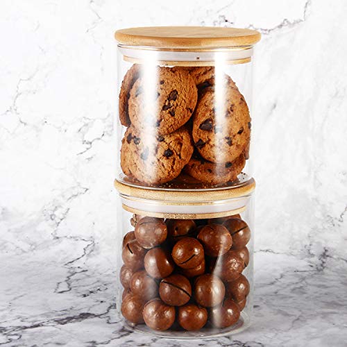 YULEER Airtight Food Storage Containers, 22OZ Glass Jars with Lids,Glass Jar for Serving Candy, Cookie, Rice,Food