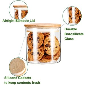 YULEER Airtight Food Storage Containers, 22OZ Glass Jars with Lids,Glass Jar for Serving Candy, Cookie, Rice,Food