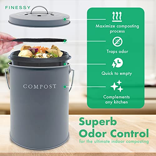 Compost Bin Kitchen Counter, Countertop Compost Bin with Lid, Kitchen Compost Bin Indoor Compost Bin, Compost Container Compost Bucket for Kitchen, Compost Pail Food Waste Bin Kitchen Composting Bin