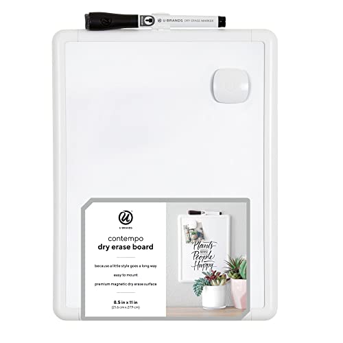 U Brands Contempo Magnetic Dry Erase Board, 8.5 x 11 Inches, White Frame - 251U00-04